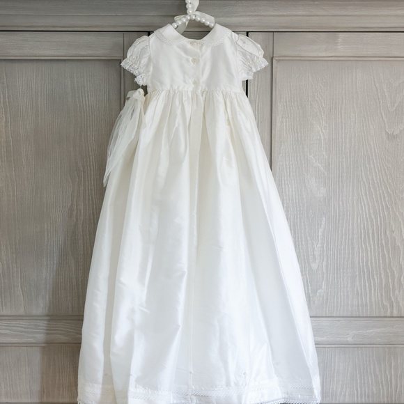 Dresses | Gorgeous Infant Gown With Bonnet Ivory Silk Special Occasion ...